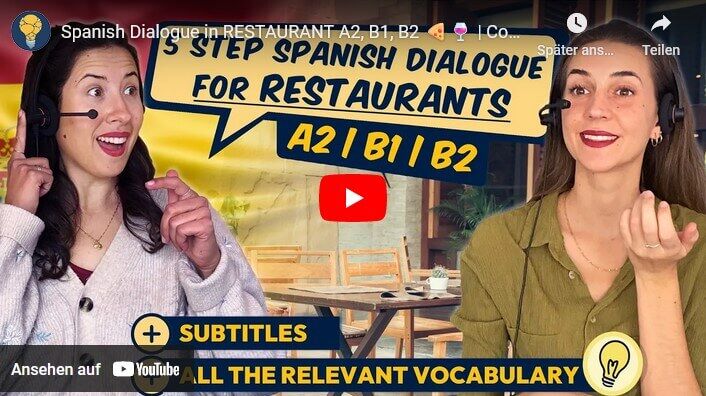Spanish Dialogue in Restaurant (A2, B1, B2) 🍕🍷